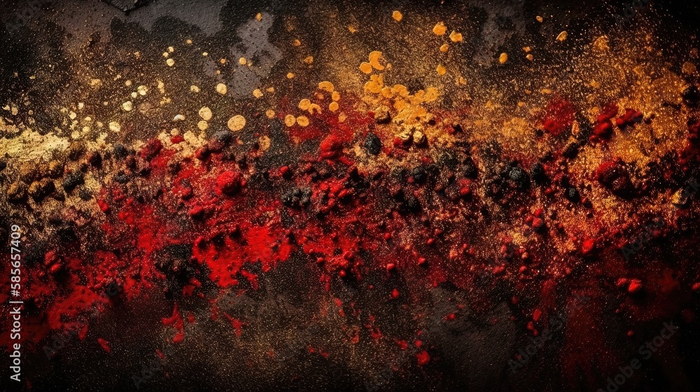 Un fond rouge, noir et or avec beaucoup d'attributs de luxe avec des ...