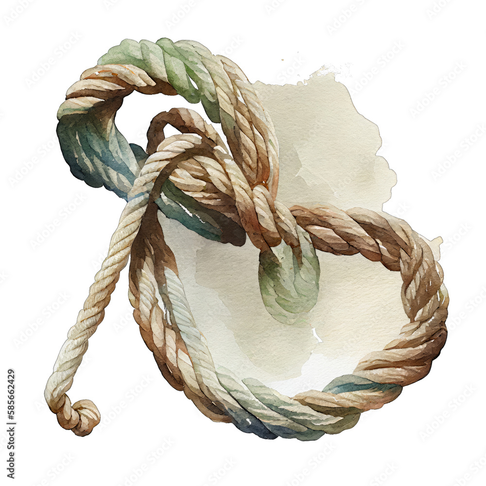 Watercolor clipart of a Rope. Transparent background. Generative AI ...
