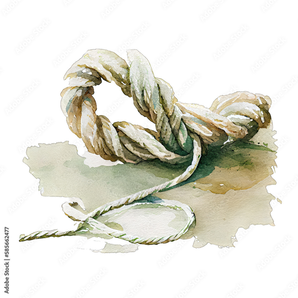 Watercolor clipart of a Rope. Transparent background. Generative AI ...