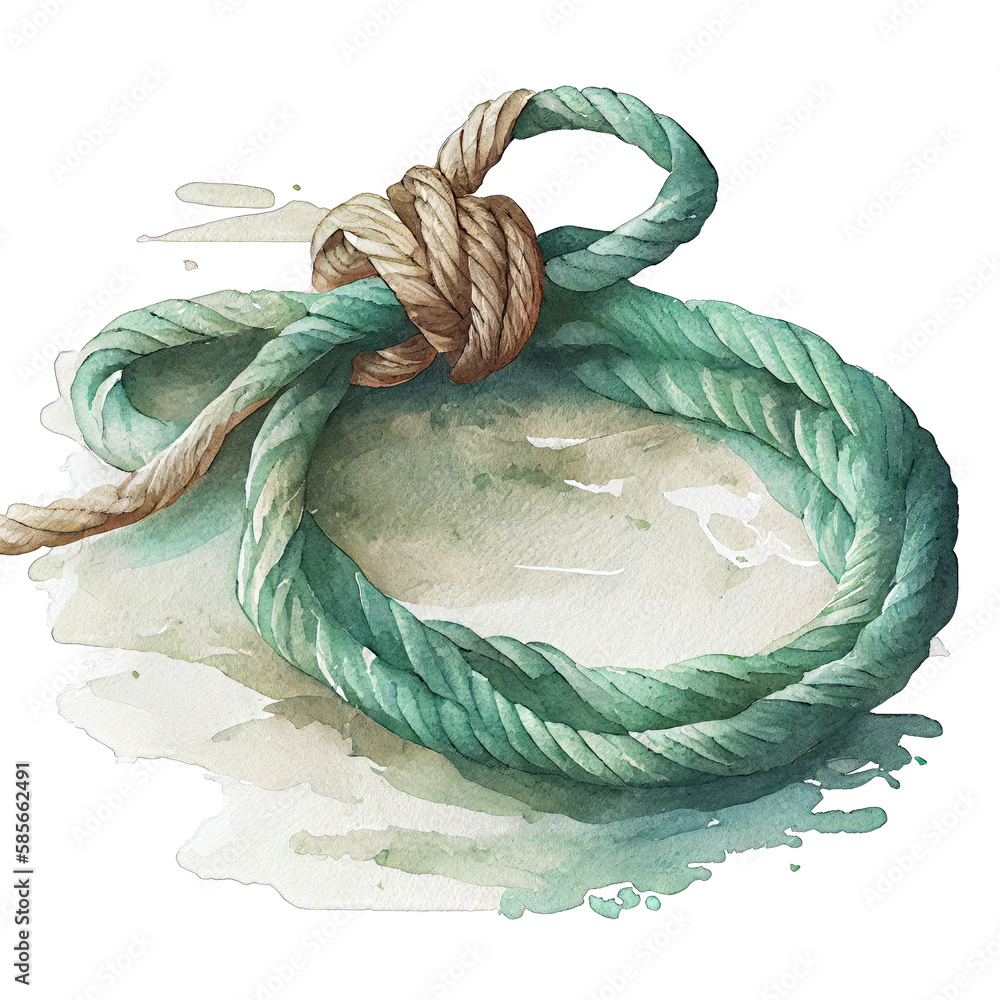 Watercolor clipart of a Rope. Transparent background. Generative AI ...