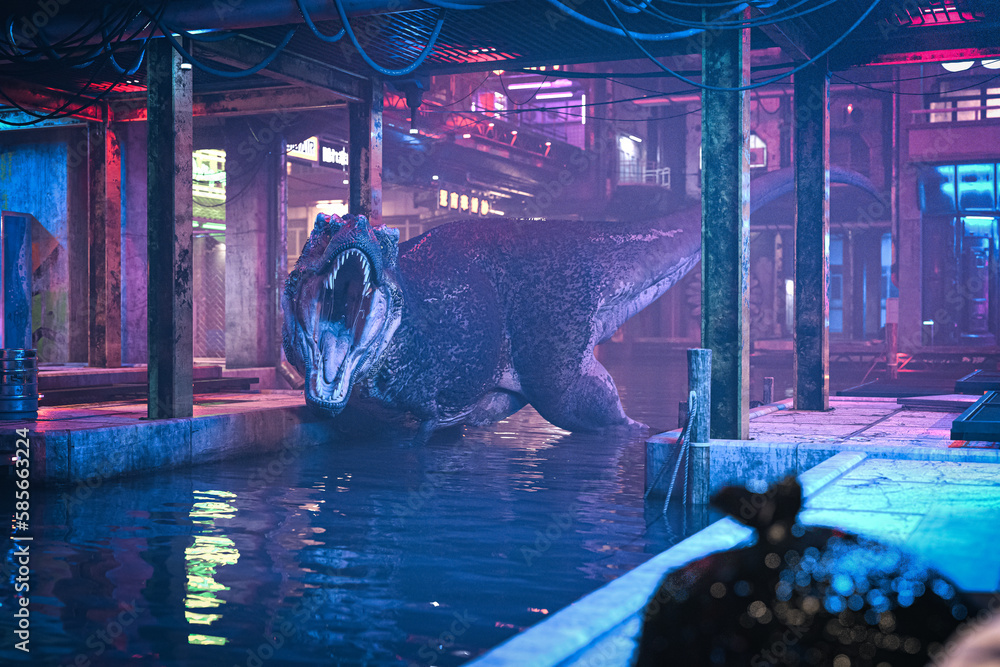 dinosaurs tyrannosaurus rex are running rampant in the basement in the ...
