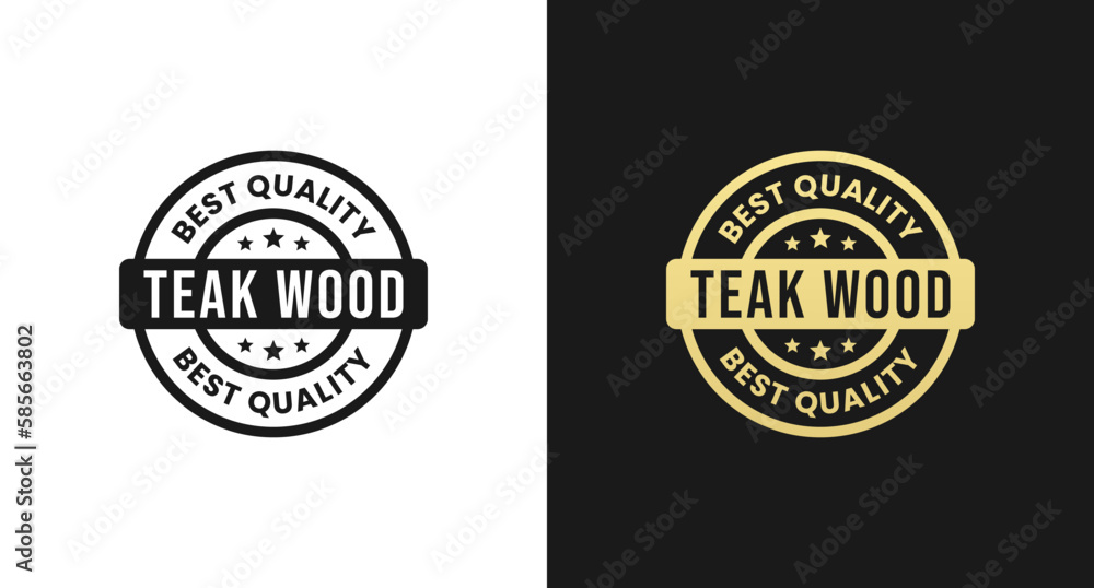 Teak wood label or Teak wood stamp vector isolated in flat style. Best ...