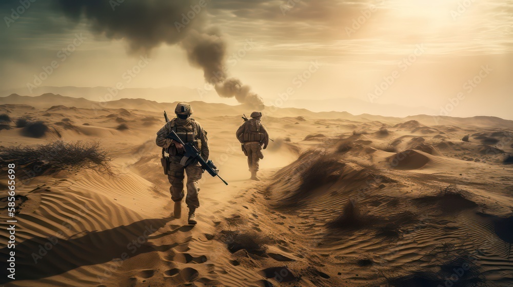 military special forces soldiers crosses destroyed warzone through fire ...