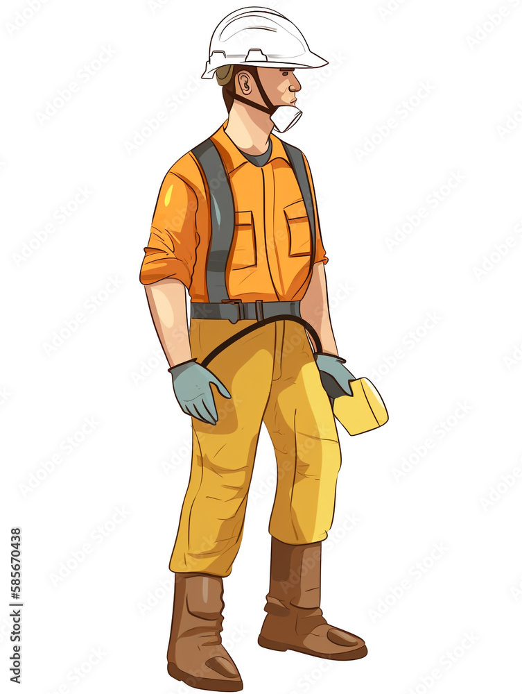 ภาพประกอบสต็อก Cartoon style illustration of a male construction worker ...