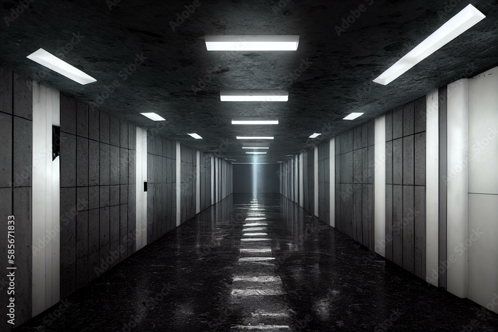 360 degree full panorama environment map of dark futuristic corridor ...