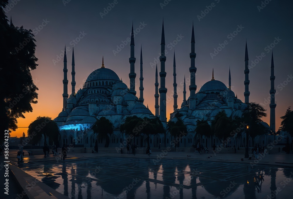 blue mosque, Beautiful Night View Blue mosque, Blue Mosque in Winter ...