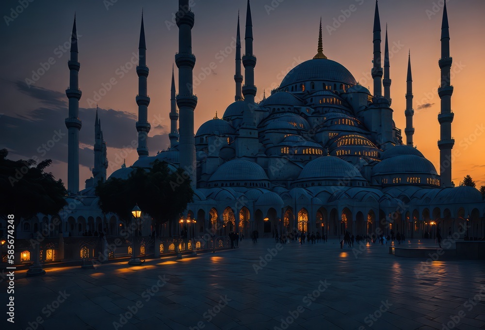 blue mosque, Beautiful Night View Blue mosque, Blue Mosque in Winter ...