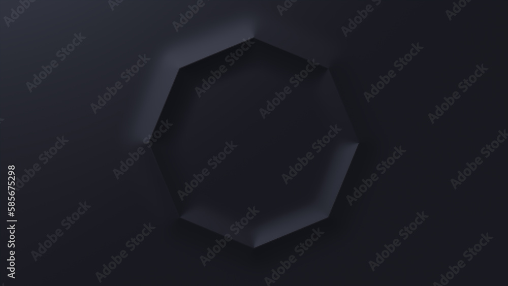 Minimalist Background with Embossed Octagon. Black Surface with ...