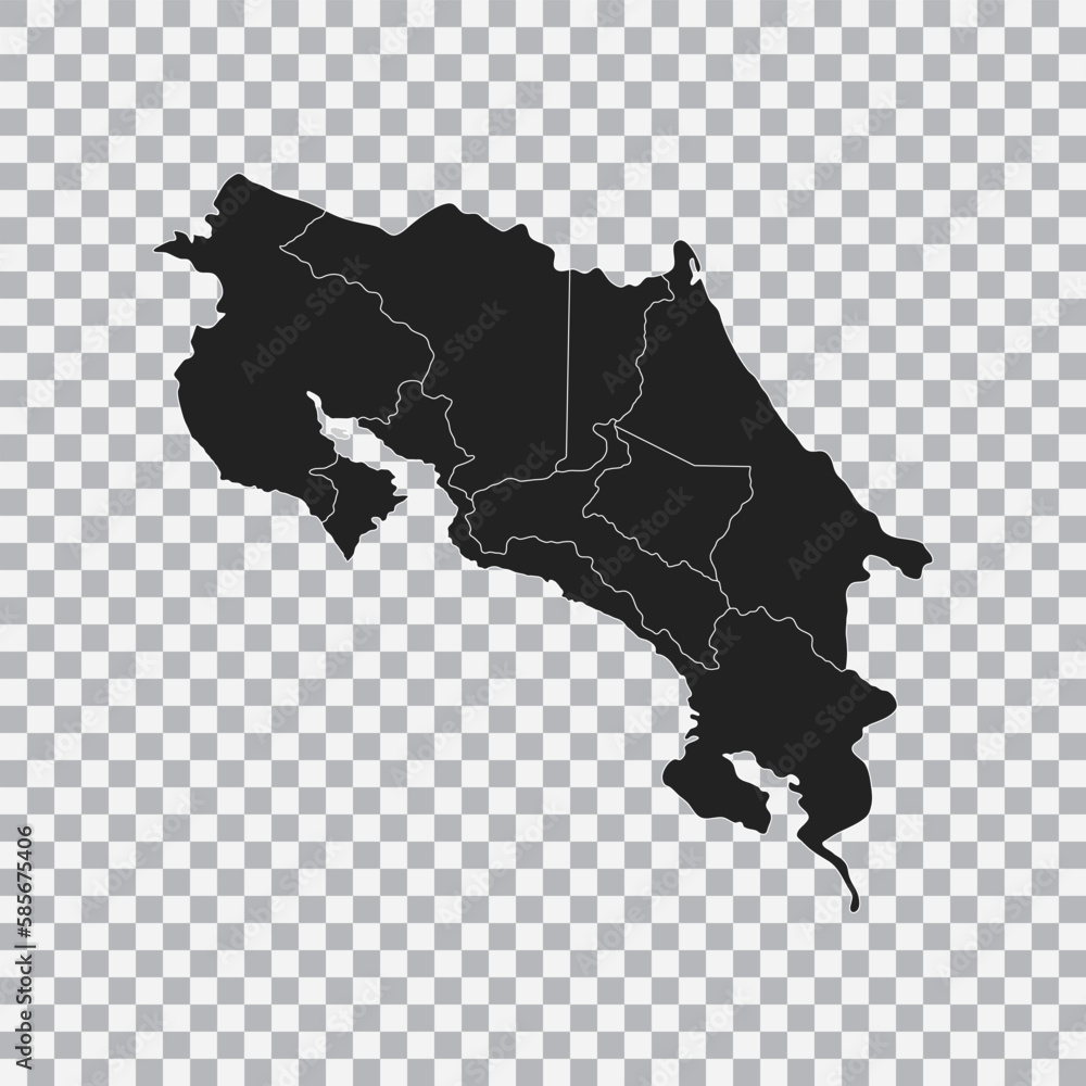 Political map of the Costa Rica isolated on transparent background ...