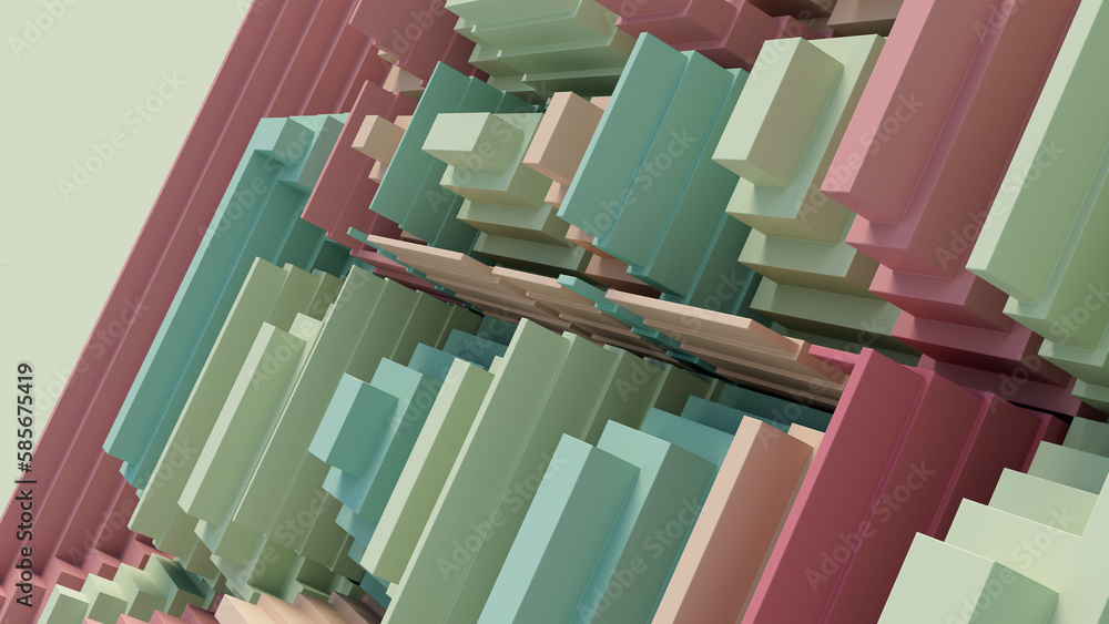Pastel Colored Tech Background with a Geometric 3D Structure. Clean, Stepped design with ...