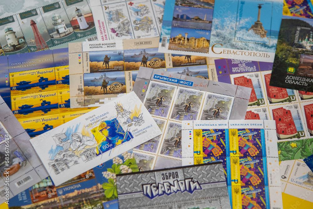 A set of new different postage stamps of Ukraine for 2022. Ukrainian ...