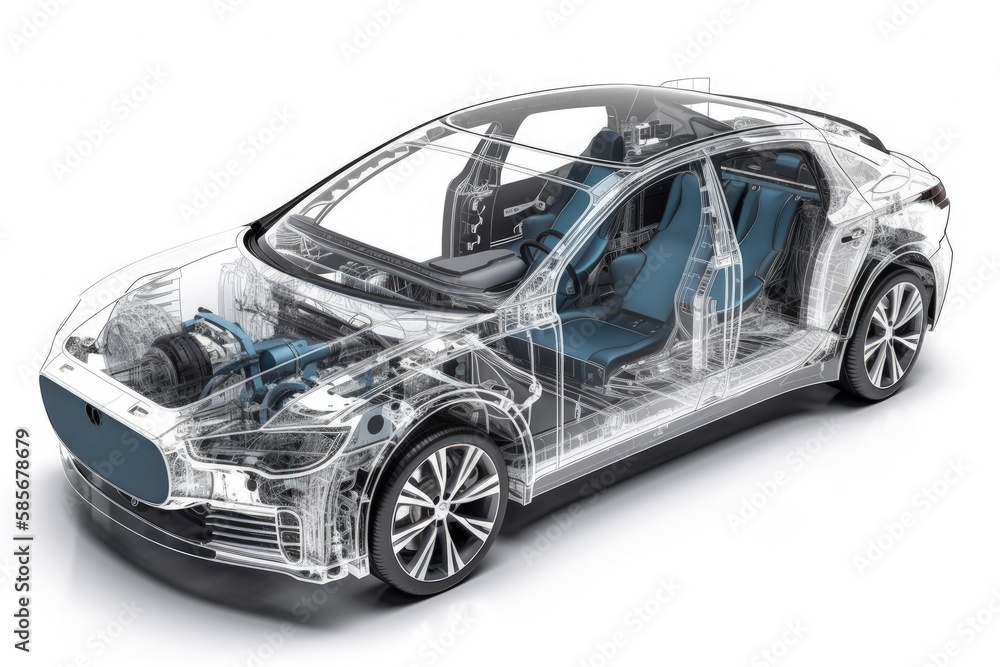 the internal anatomy of a car. Generative AI Stock Illustration | Adobe ...