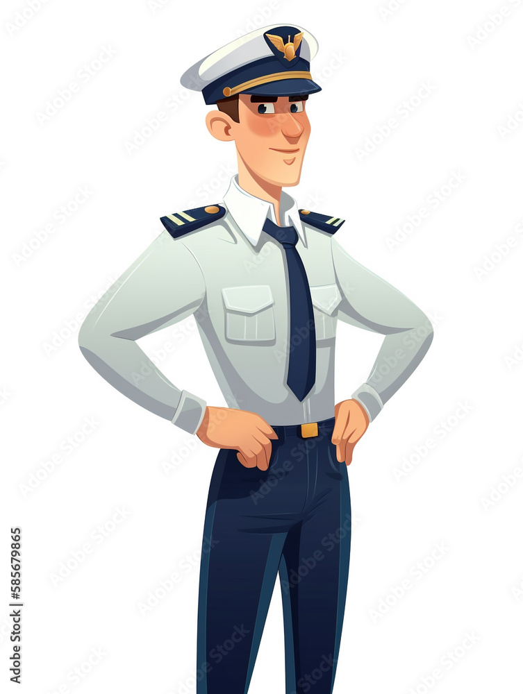 ภาพประกอบสต็อก Cartoon style illustration of a pilot looking handsome ...