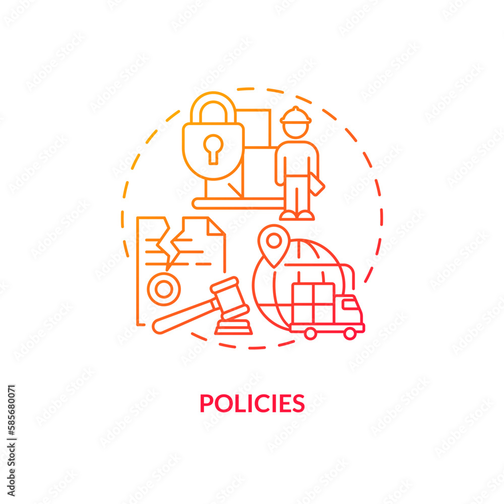 Policies red gradient concept icon. Government decisions in delivery ...