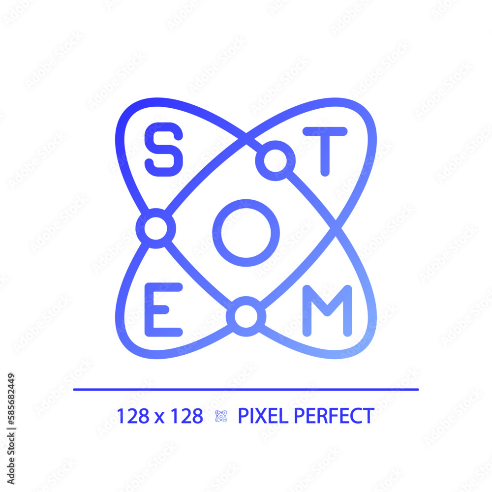 Education and STEM pixel perfect gradient linear vector icon. Science technology teaching ...