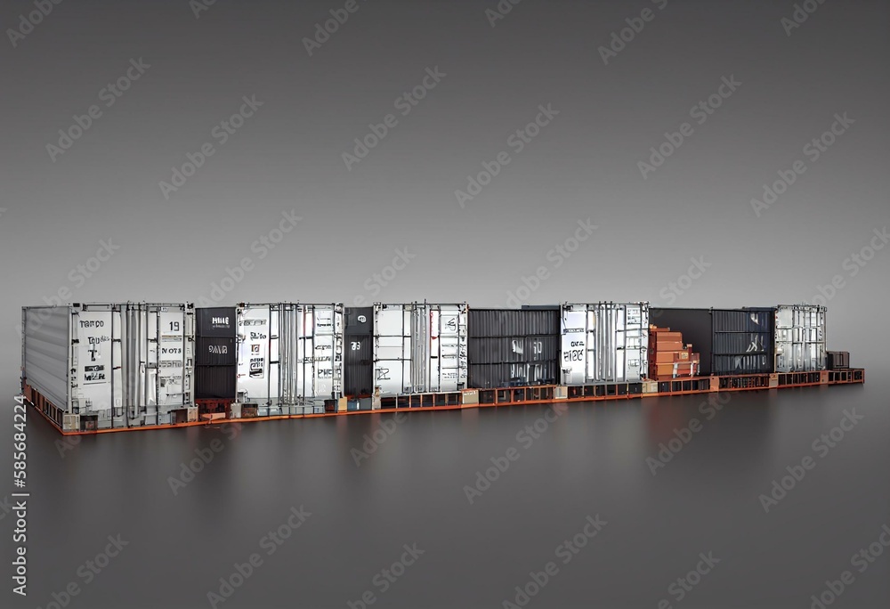 Ship cargo container 20 feet length. Dark grey metallic freight box ...