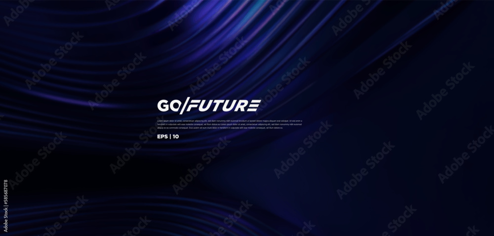 Abstract futuristic dark background with flowing wave design. Dynamic ...