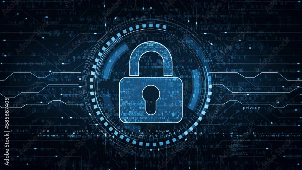 Vidéo Stock Cyber security and digital computer protection with padlock ...