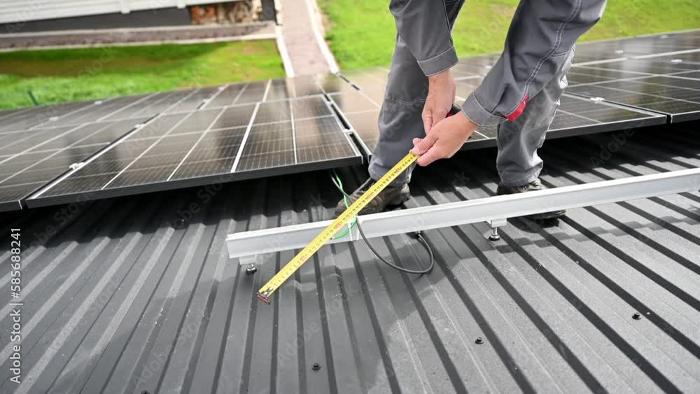 Close up view of competent technician making measurements for exact ...