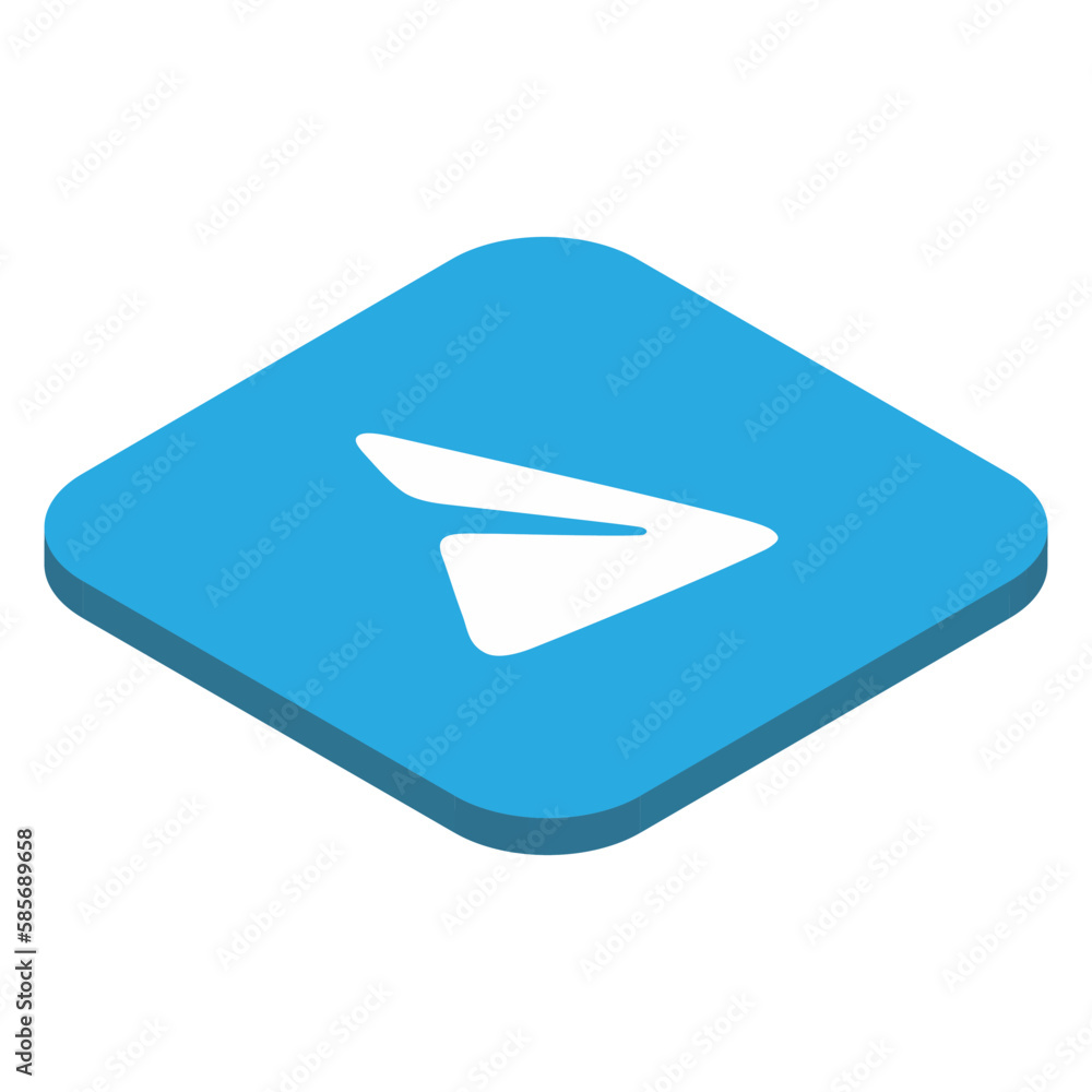 Telegram instant messaging app icon. 3D isometric square with rounded ...
