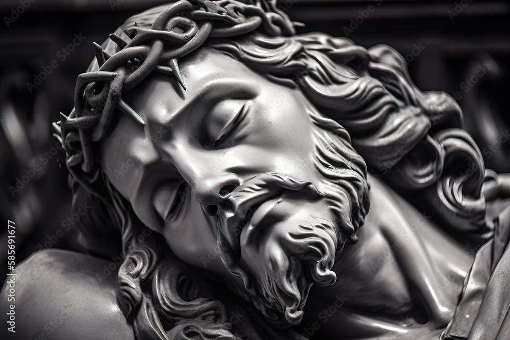 statue of a Jesus face with eye closed Stock Illustration | Adobe Stock