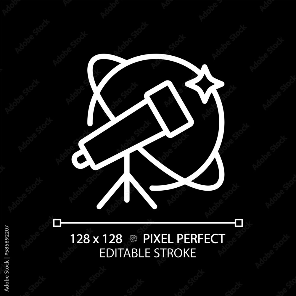 Astronomy and STEM pixel perfect white linear icon for dark theme ...