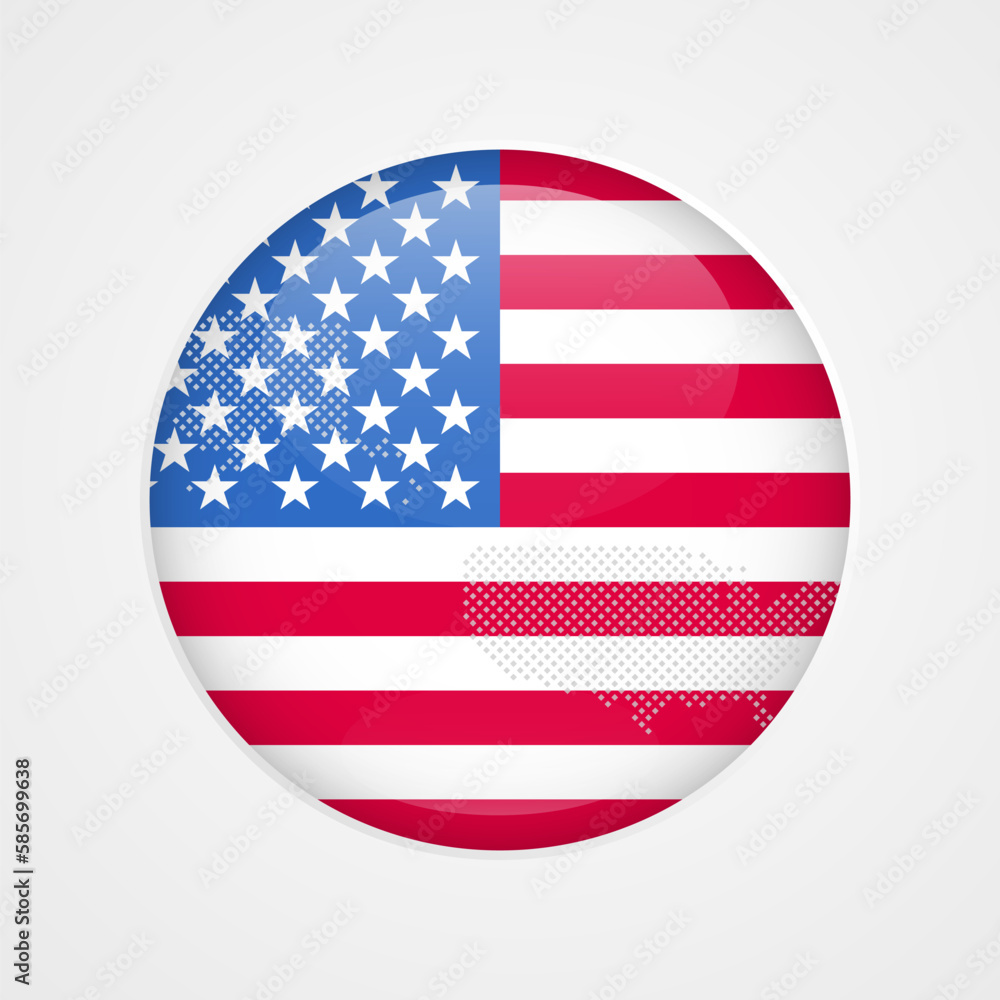 USA flag symbol with map. United States of America isolated vector icon ...