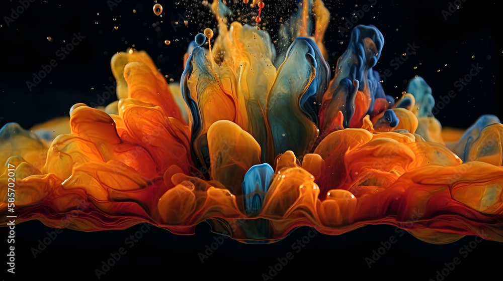 Generative ai illustrations, fluid art, mixing colors, that explode and ...