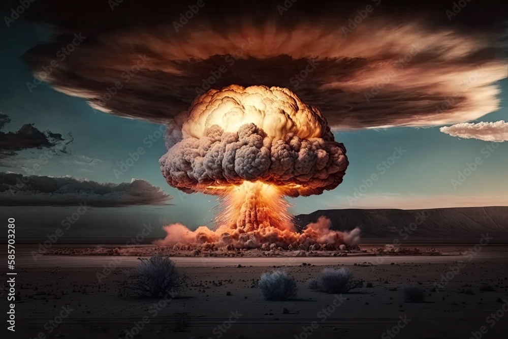 high-speed camera captures the moment of a nuclear bomb explosion, with ...
