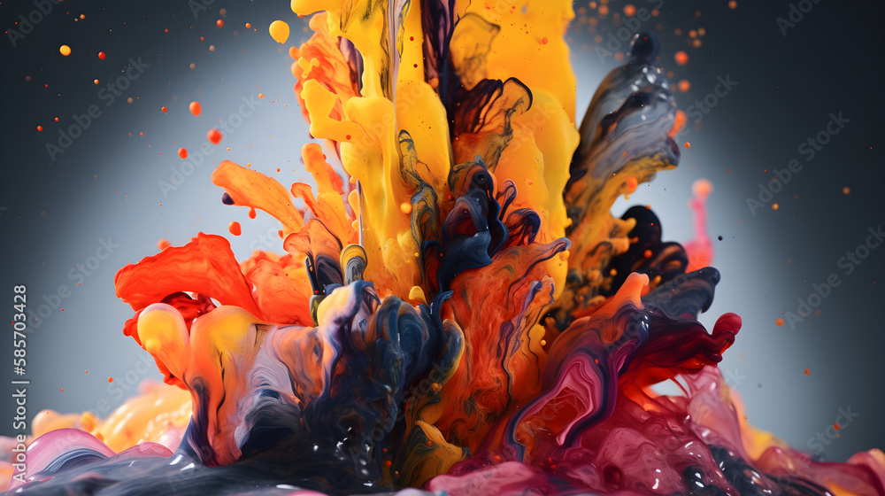 Generative ai illustrations, fluid art, mixing colors, that explode and ...