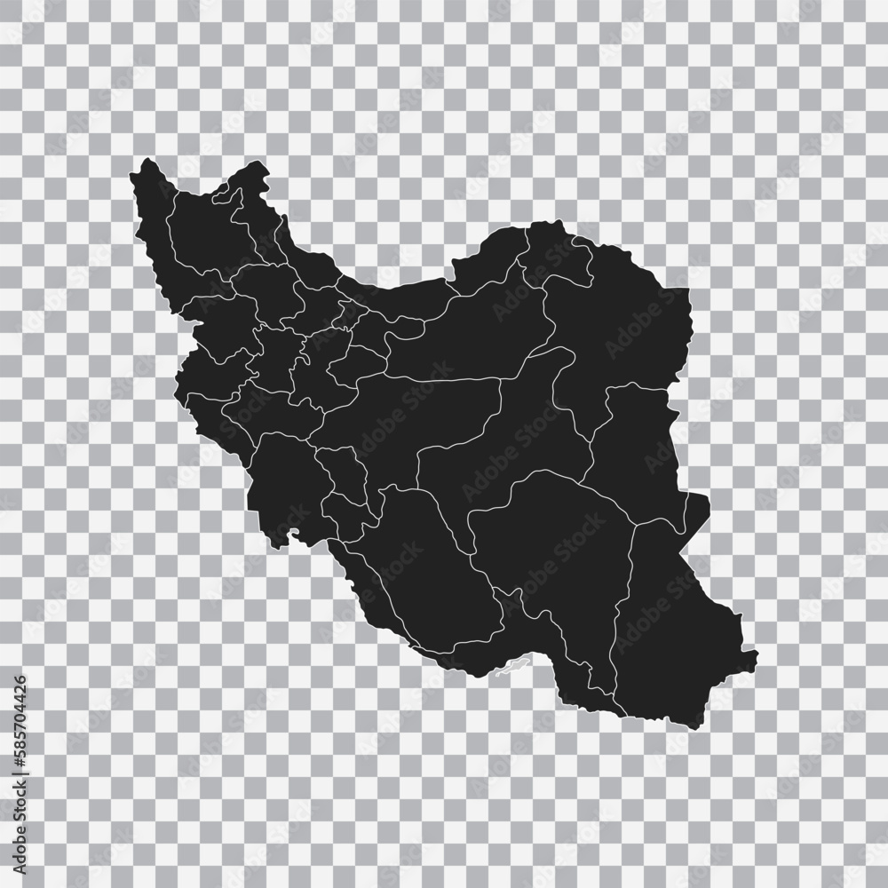 Political map of the Iran isolated on transparent background. Vector ...