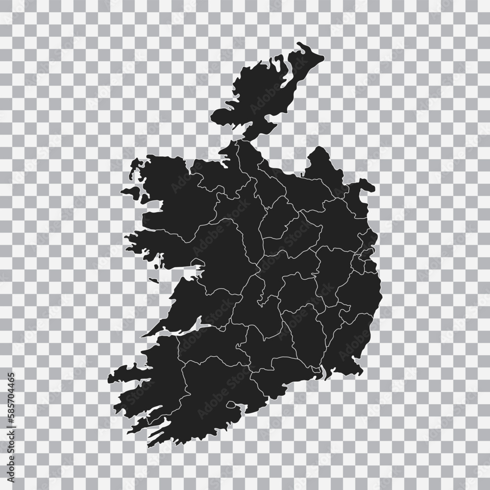 Political map of the Ireland isolated on transparent background. Vector ...