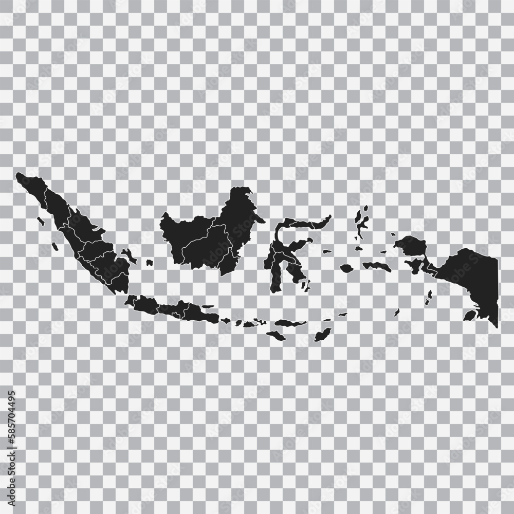 Political map of the Indonesia isolated on transparent background ...