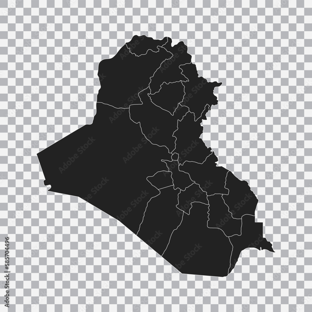 Political map of the Iraq isolated on transparent background. Vector ...
