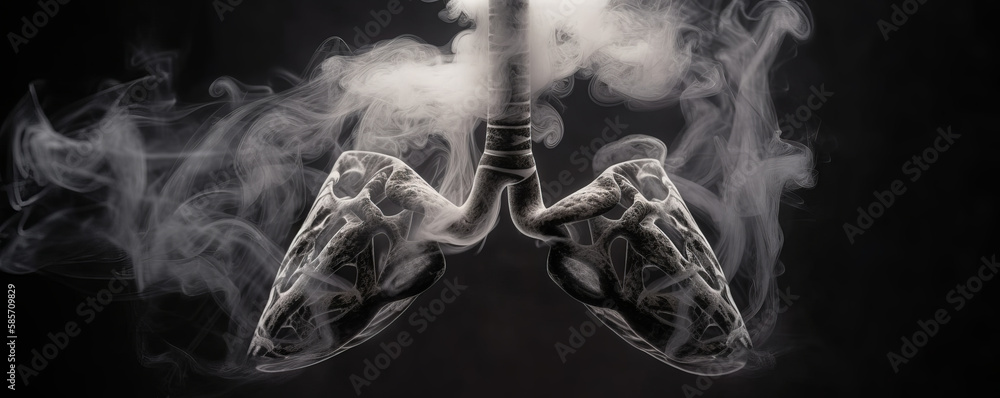 Human Lung with smoke, Lung disease from smoking. Damaged Lungs from PM ...
