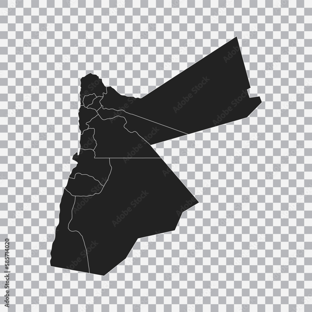 Political map of the Jordan isolated on transparent background. Vector ...