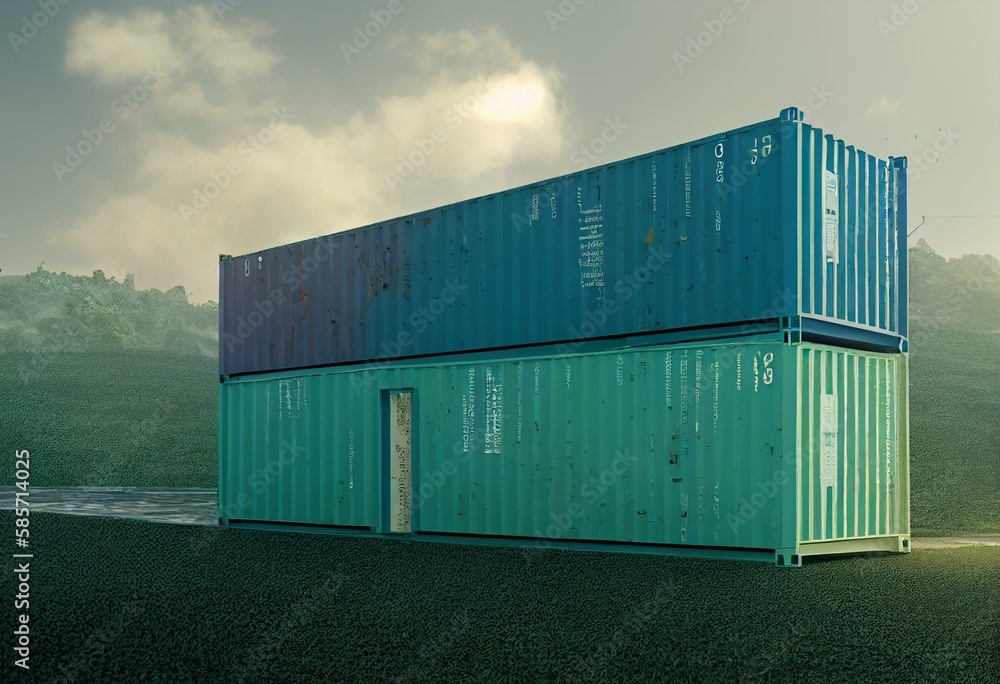 concept of sustainability and recycle ,blue green shipping container ...