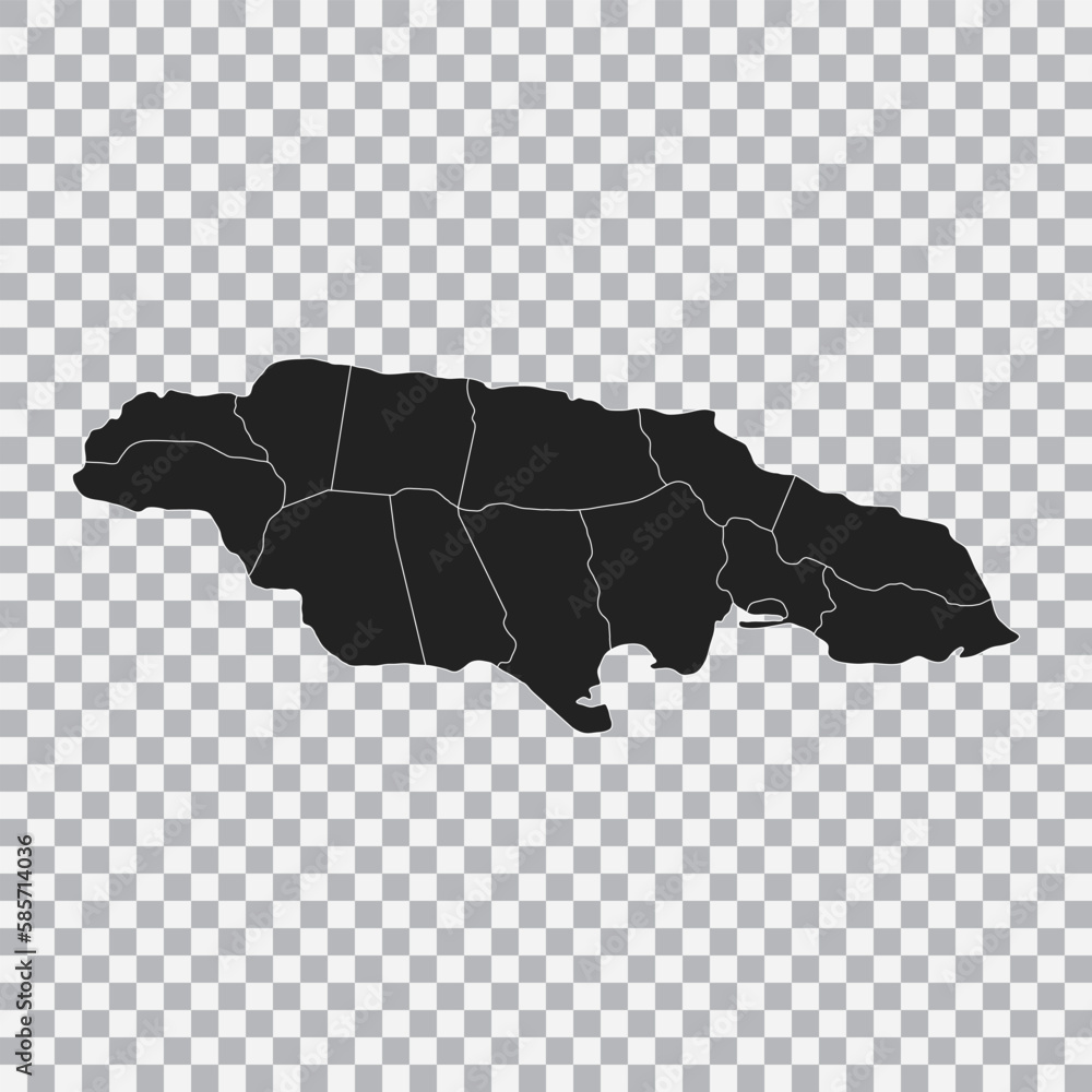 Political map of the Jamaica isolated on transparent background. Vector ...