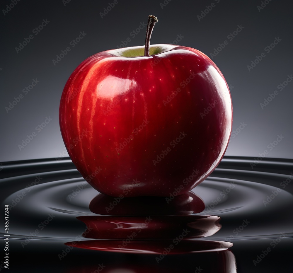 Red apple smooth and shiny, perfectly symmetrical - food products ...
