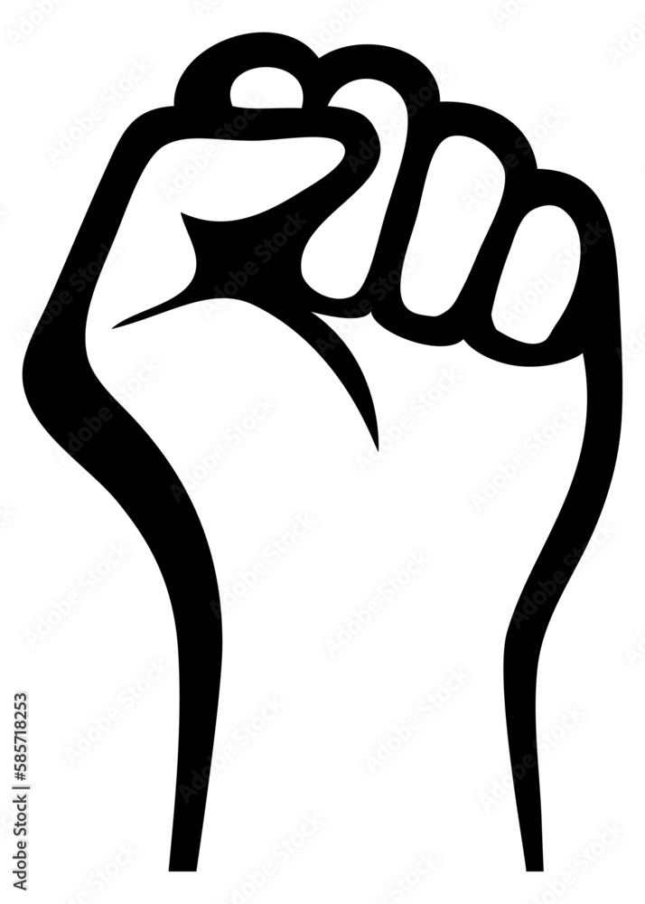 Símbolo de victoria, fuerza, poder y solidaridad. Silueta aislada de ...