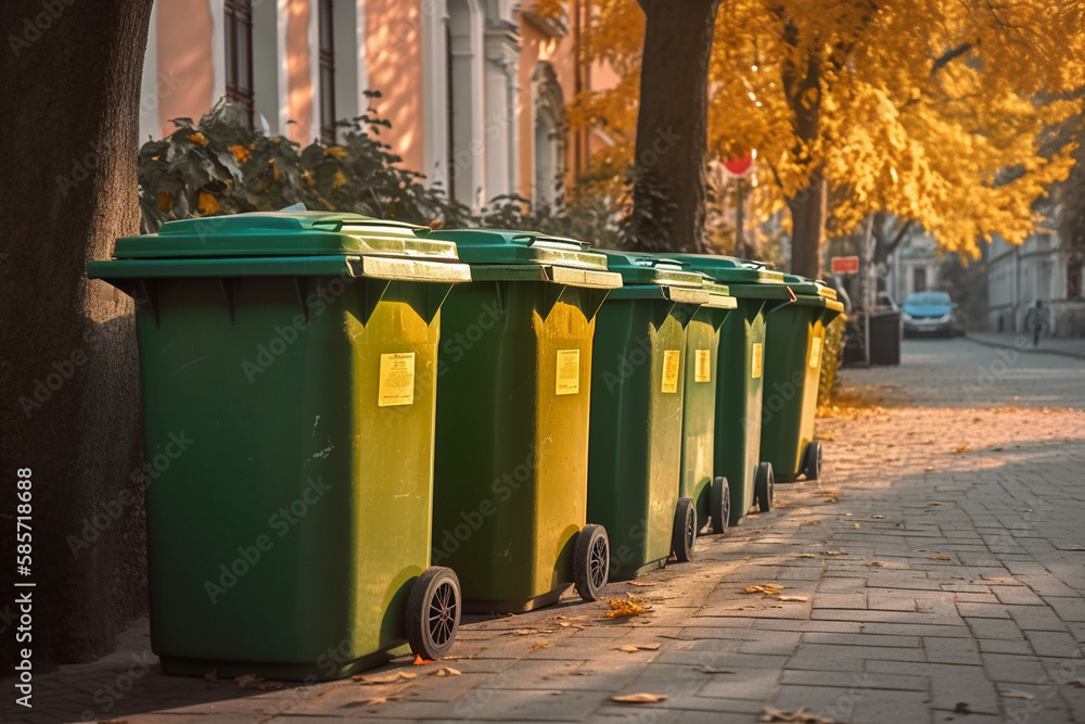 plastic colored trash bins for sorting garbage on the street, created ...