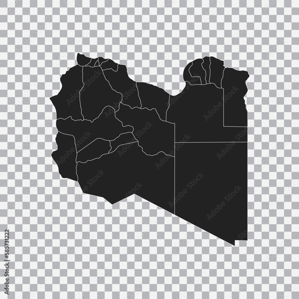 Political map of the Libya isolated on transparent background. Vector ...