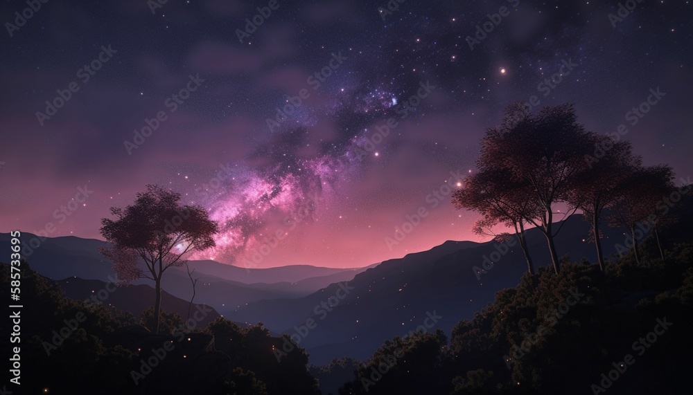 pink starry sky, aesthetic, realistic, galaxies, stars, Generative IA ...
