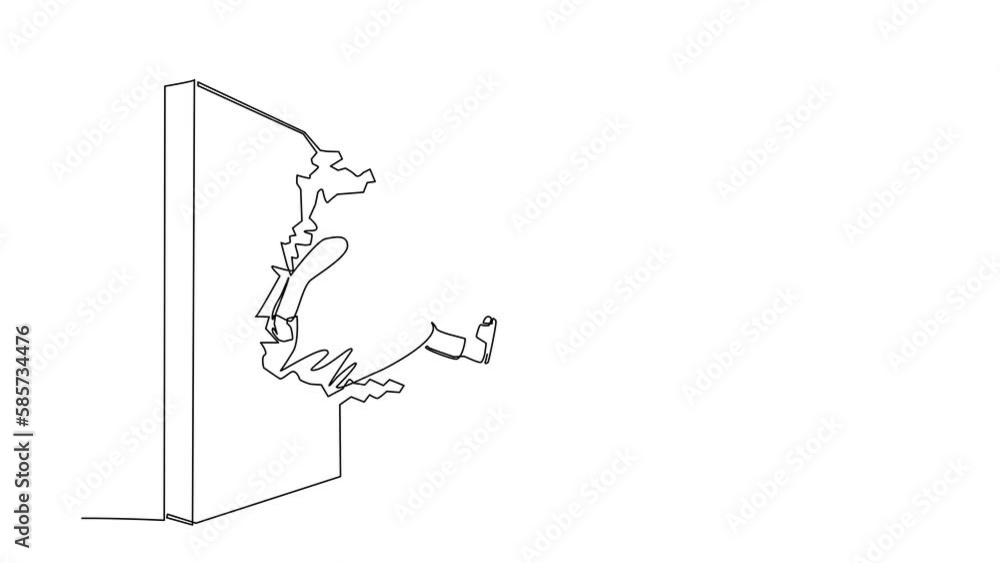 Animated self drawing of continuous line draw Arabian businessman run ...