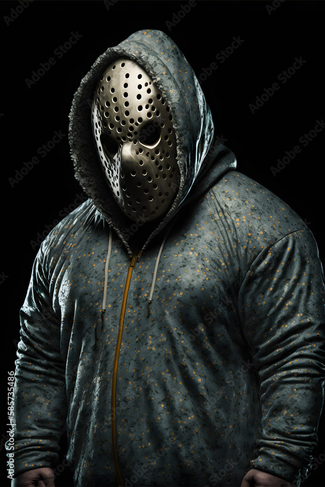 Masked maniac created with generative AI technology Stock Illustration ...