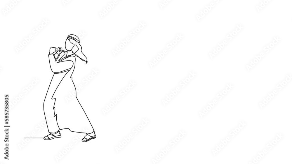 Animated self drawing of continuous line draw Arabian businessman ...