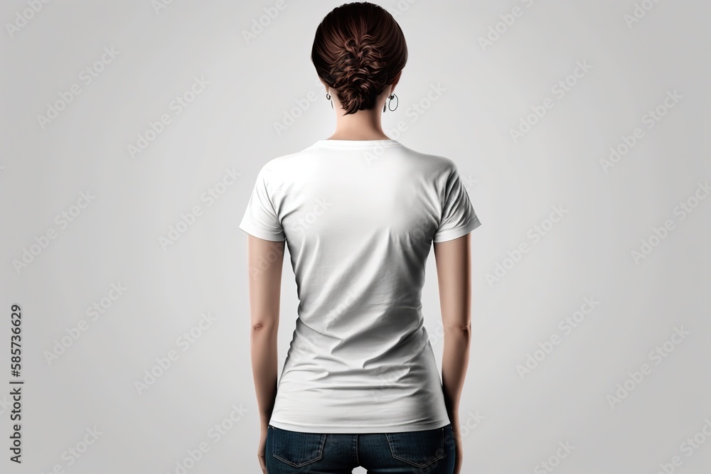 Woman t shirt mockup back side view AI generated Stock Illustration ...