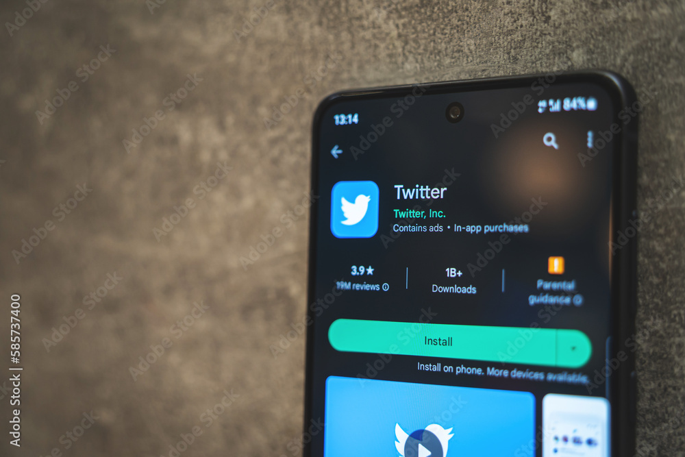 Twitter mobile app on smartphone with copy space. Social media ...