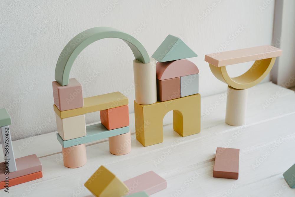 Bricks children's building tower, castle, house. Logical thinking ...