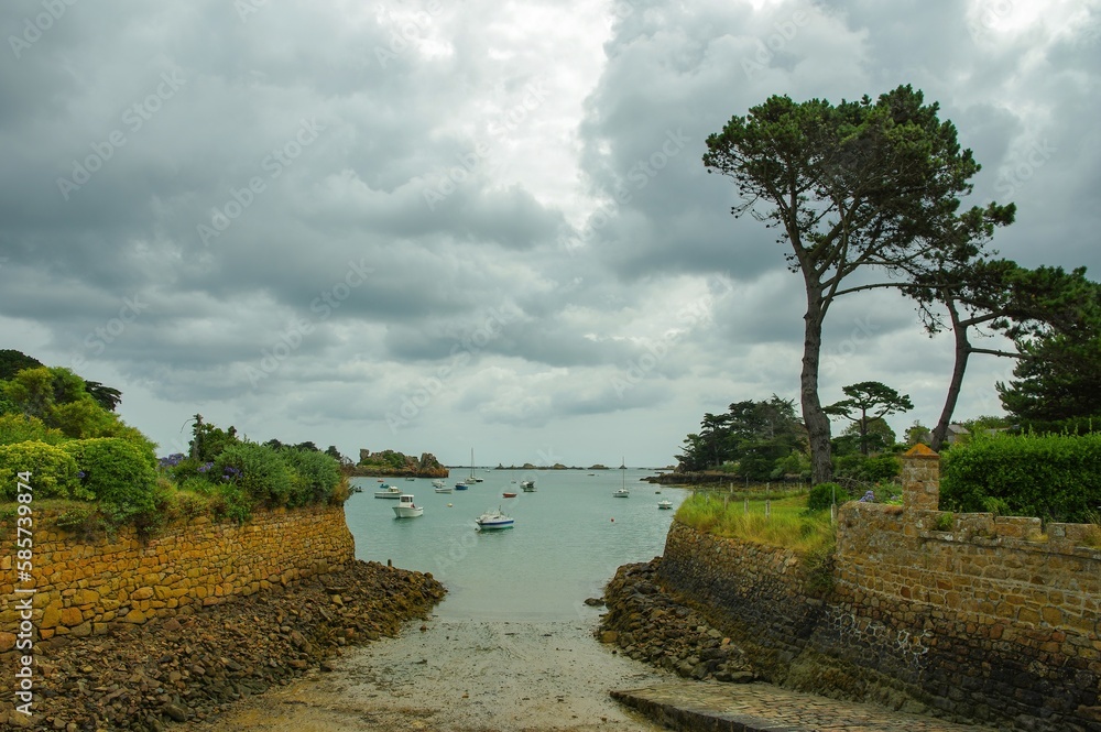 Ile de Brehat, France The Vauban bridge or Pont ar Prad and Port of the ...